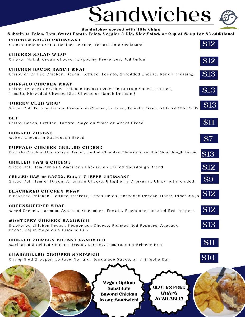 Birdies Menu - Hills of Lenawee